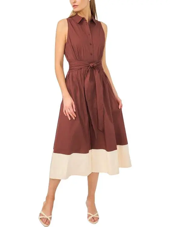 Halogen Tie Waist Shirtdress - Cafe