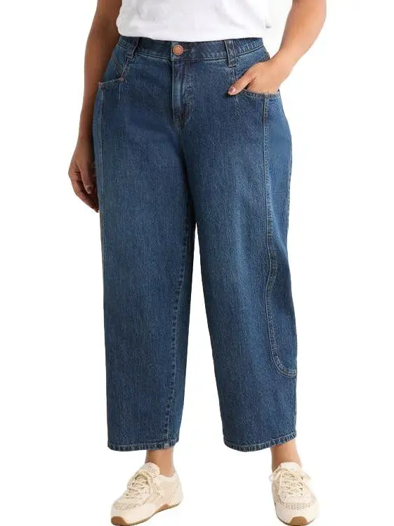 Wit & Wisdom High Waist Barrel Leg Jeans - Blue