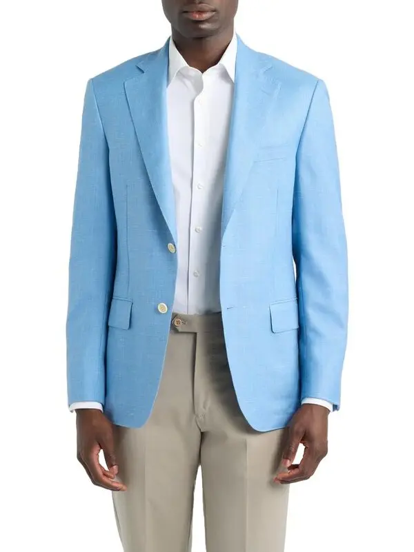 HERITAGE GOLD Light Slub Wool Blend Sport Coat - Blue
