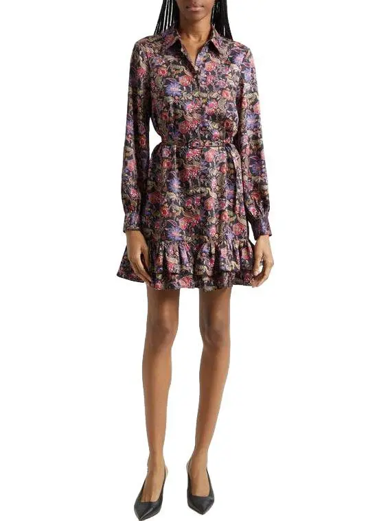 Cinq À Sept Paisley Eclipse Long Sleeve Shirtdress - Black Multi