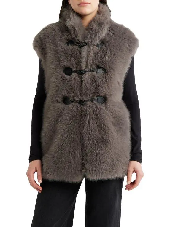 Bernardo Faux Fur Vest With Shawl Collar - Taupe