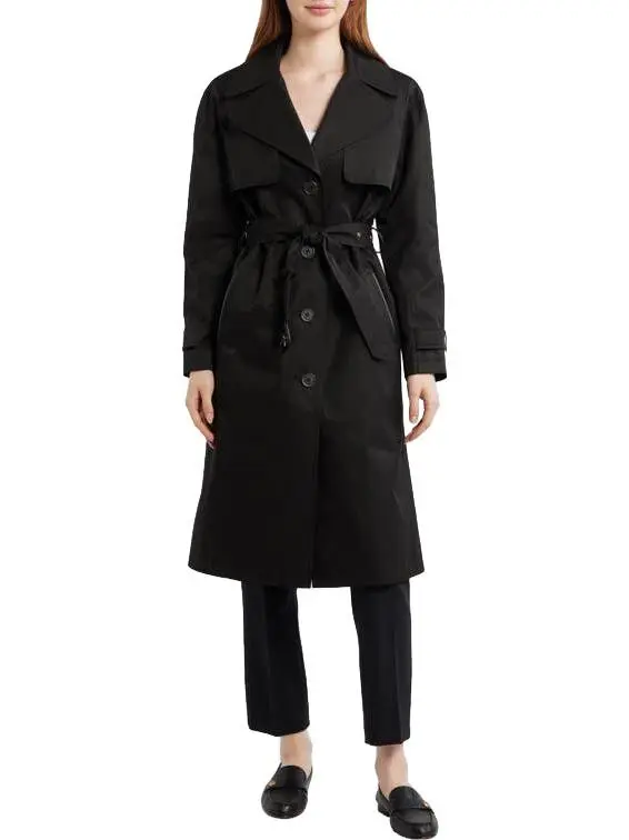 Via Spiga Button Back Trench Coat - Black