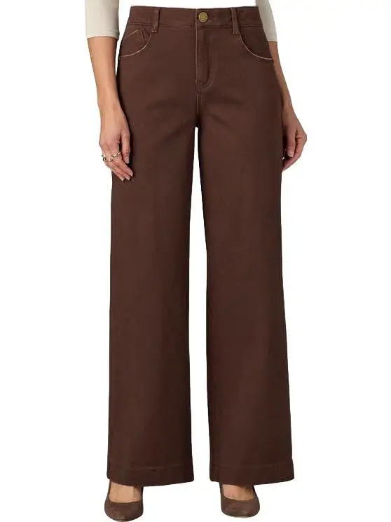 Wit & Wisdom High Waist Wide Leg Jeans - Cold Brew