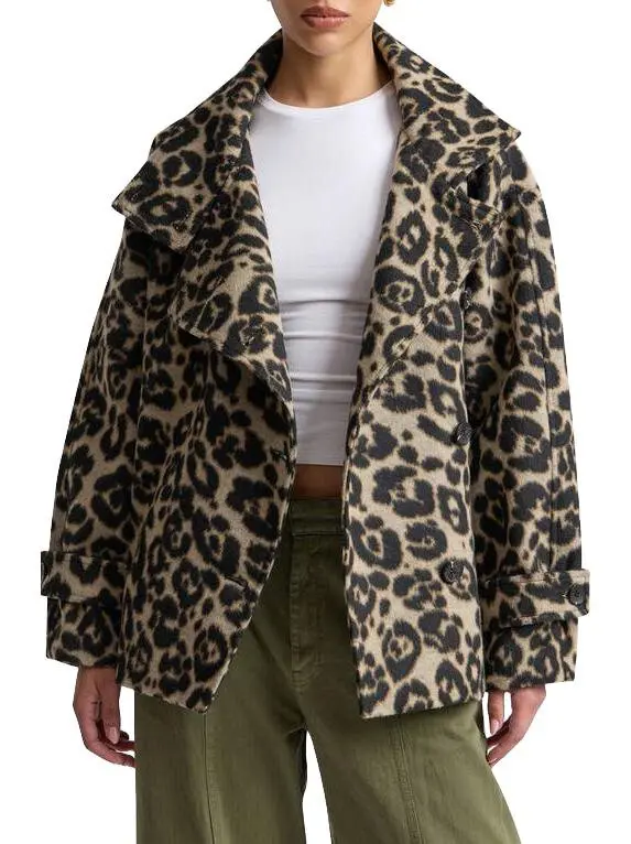 Avec Les Filles Leopard Print Cocoon Coat - Beige/brown Leopard