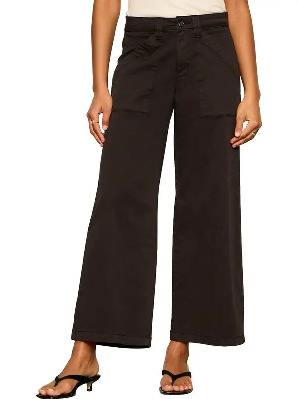 Sanctuary Stretch Twill Wide Leg Ankle Pants - Black