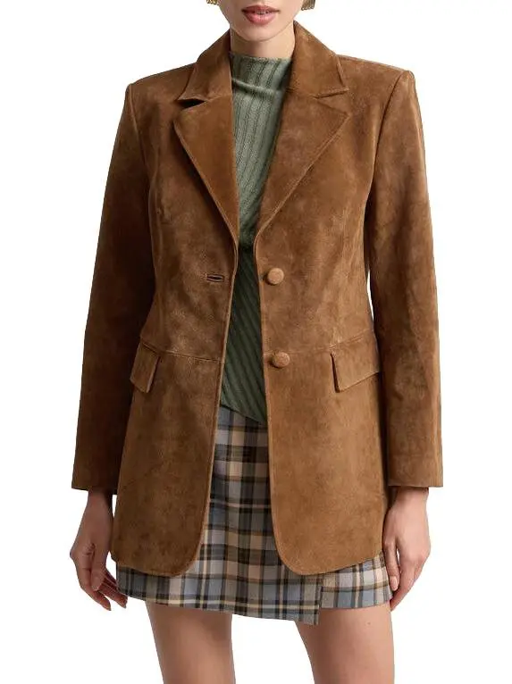 Avec Les Filles Longline Suede Blazer - Brandy