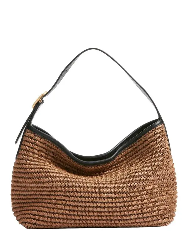 Vince Small Raffia Hobo Bag - Latte