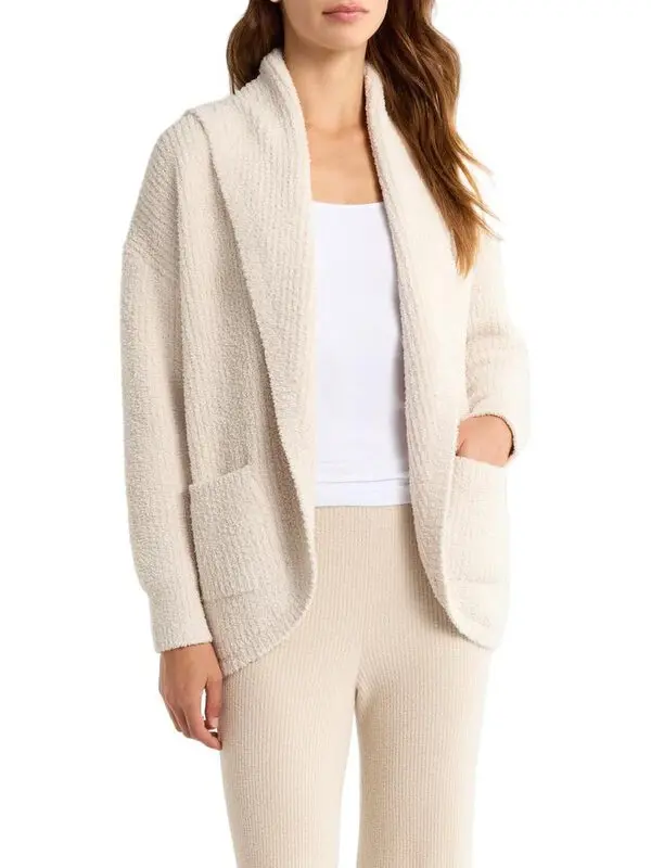 Barefoot Dreams Cozychic Ribbed Shawl Collar Cardigan - Bisque