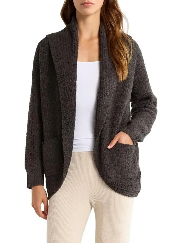 Barefoot Dreams Cozychic Ribbed Shawl Collar Cardigan - Carbon