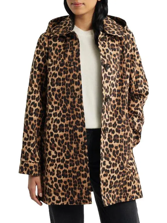 Sam Edelman Hooded Raincoat - Leopard