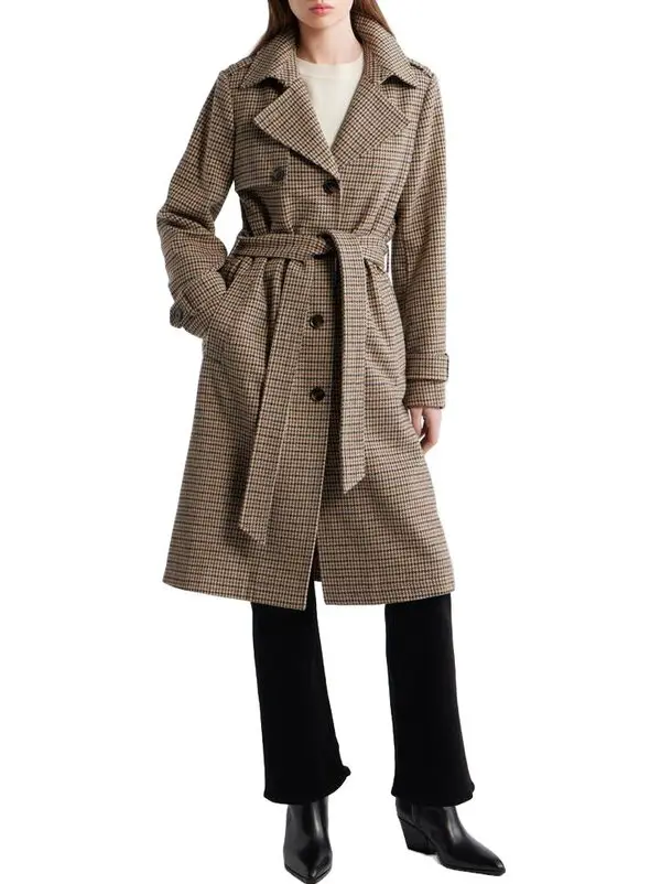 Bcbgmaxazria Belted Trench Coat - Brown/black Hounds