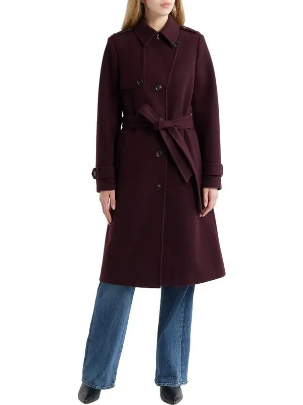 Bcbgmaxazria Belted Trench Coat - Maroon