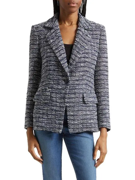 Veronica Beard Healy Tweed Dickey Jacket - Navy Multi