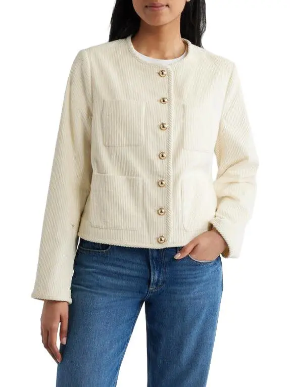Bernardo Cotton Corduroy Jacket - Cream