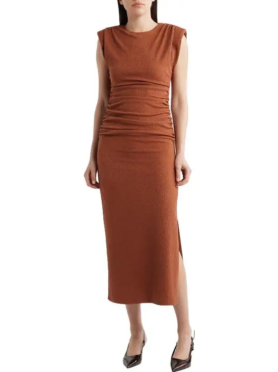 Vince Camuto Cap Sleeve Textured Knit Midi Dress - Rust