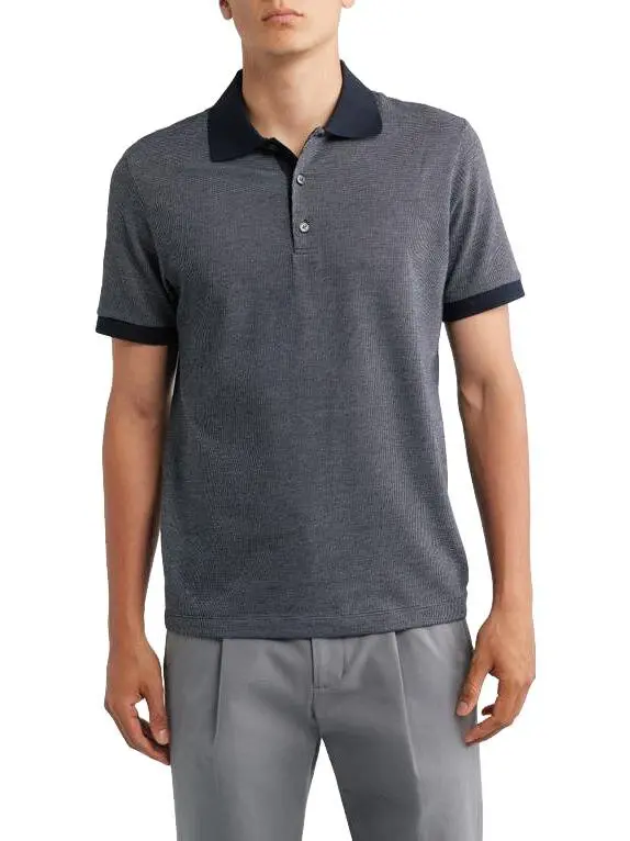 Theory Geometric Jacquard Cotton Polo - Baltic