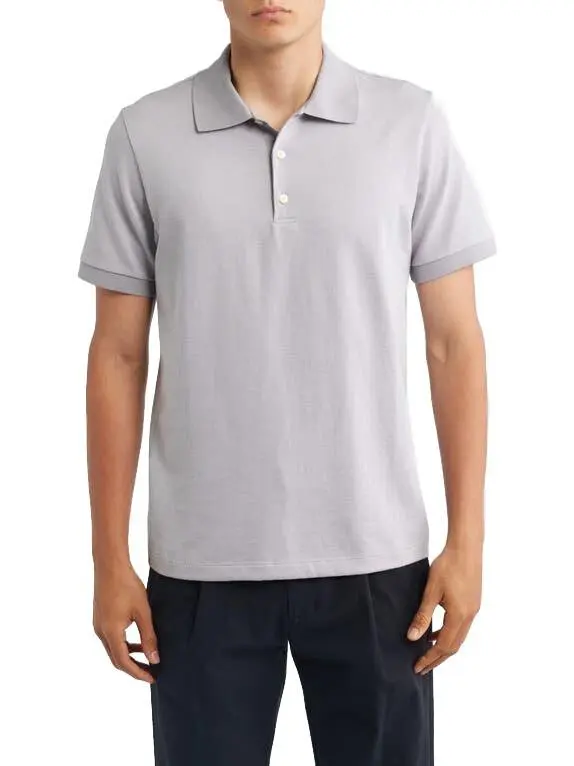 Theory Geometric Jacquard Cotton Polo - Fog