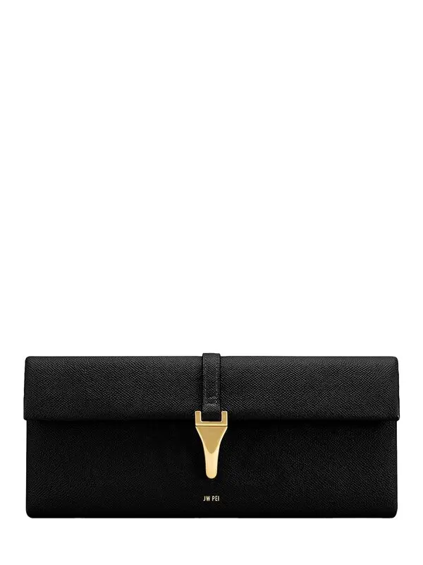 Jw Pei Zaria Pebbled Faux Leather Clutch With Gold Tone Clasp - Black