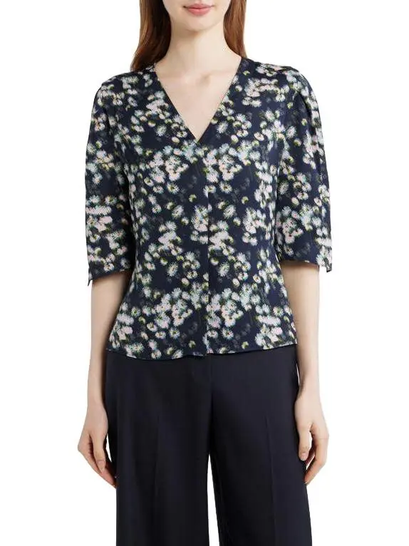 Theory Floral Print Button-up Top - Pink Multi