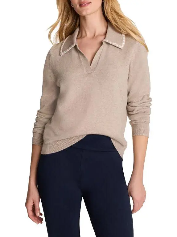 NIC+ZOE Trimmed Polo Sweater - Malt
