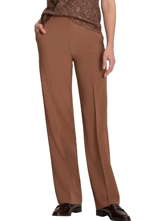 NIC+ZOE Lenox Wide Leg Stretch Twill Pants - Tigernut