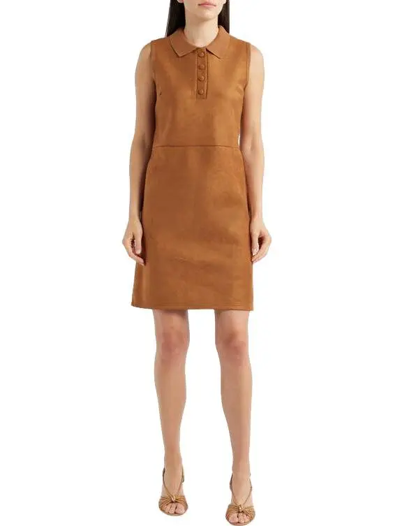 NIC+ZOE Marley Faux Suede Sheath Dress - Saddle