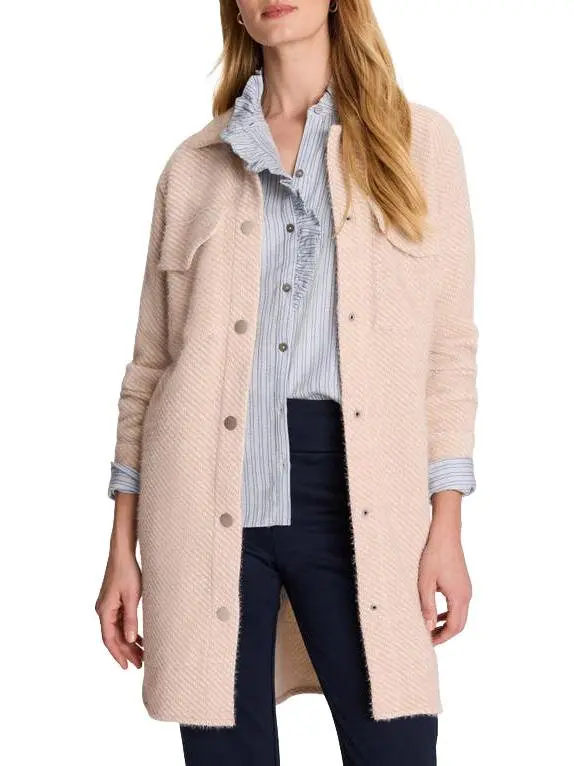 NIC+ZOE Cozy Twill Jacquard Knit Shirt Jacket - Neutral Multi