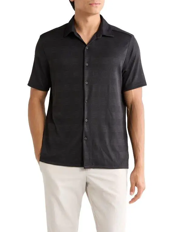 Robert Barakett Edmond Short Sleeve Knit Button-up Shirt - Black