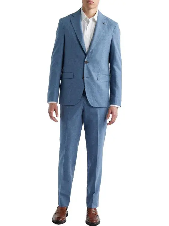 JACK VICTOR Midland Contemporary Fit Mélange Wool & Cotton Blend Suit - Light Blue