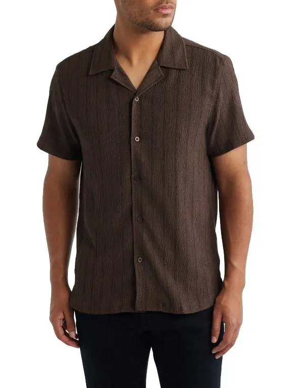 Robert Barakett Pedri Crepe Textured Camp Shirt - Espresso
