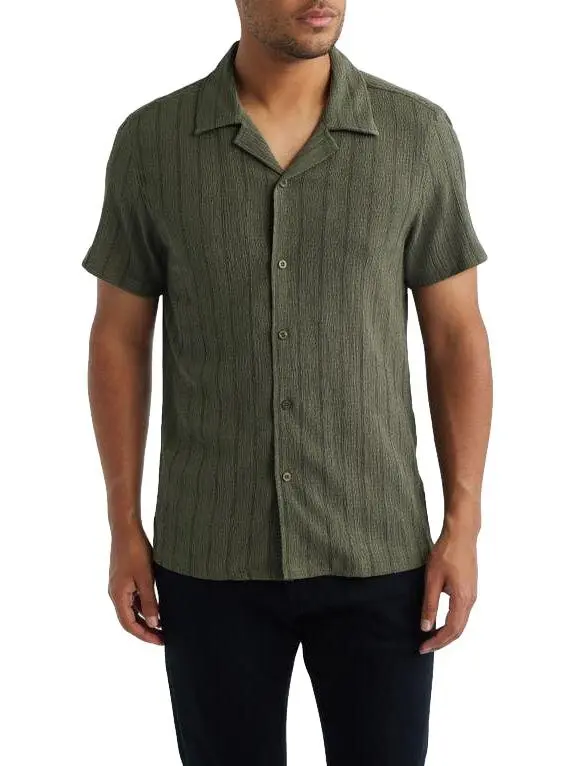 Robert Barakett Pedri Crepe Textured Camp Shirt - Olive