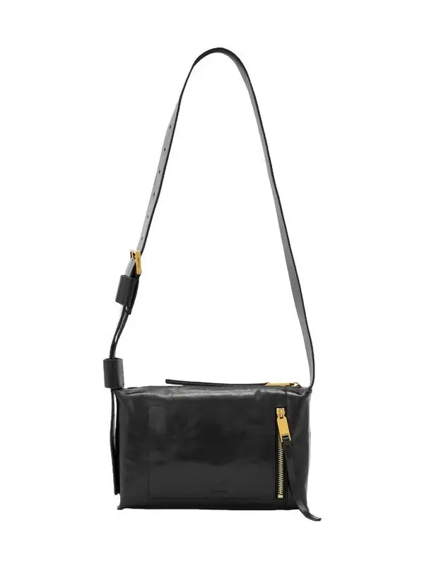 ALLSAINTS Alba Shine Leather Crossbody Bag - Black
