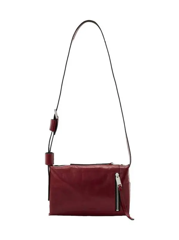 ALLSAINTS Alba Shine Leather Crossbody Bag - Garnet Red