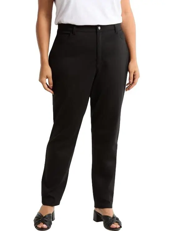 Eileen Fisher High Waist Slim Knit Pants - Black