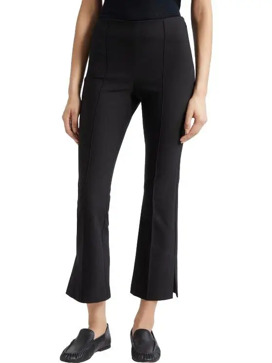 Vince Mid Rise Crop Flare Pants With Side Split Hem - Black