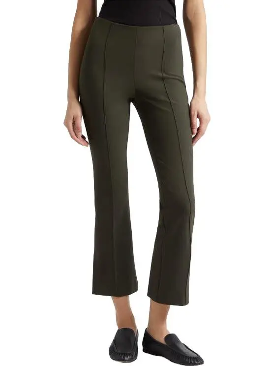 Vince Mid Rise Crop Flare Pants With Side Split Hem - Dark Thyme