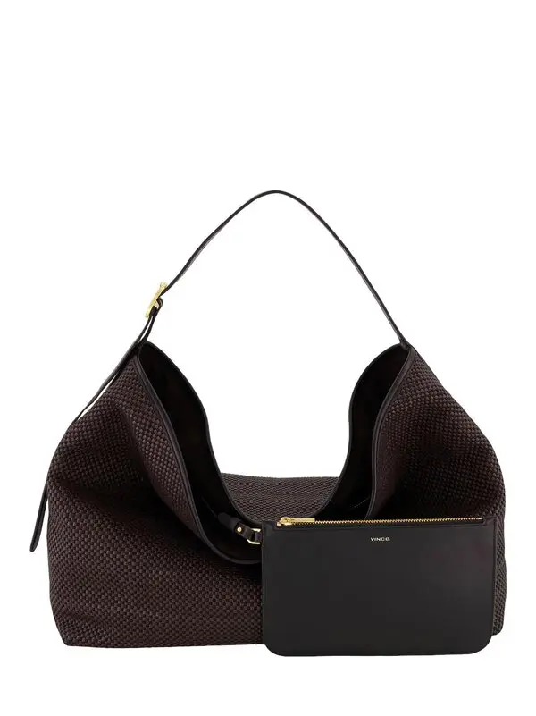 Vince Medium Vivian Woven Leather Hobo Bag - Cacao