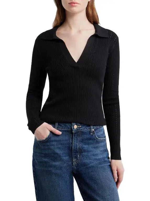 Madewell Johnny Collar Sweater - Jet Black