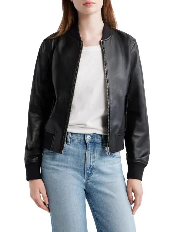 Madewell Shrunken Leather Bomber Jacket - True Black