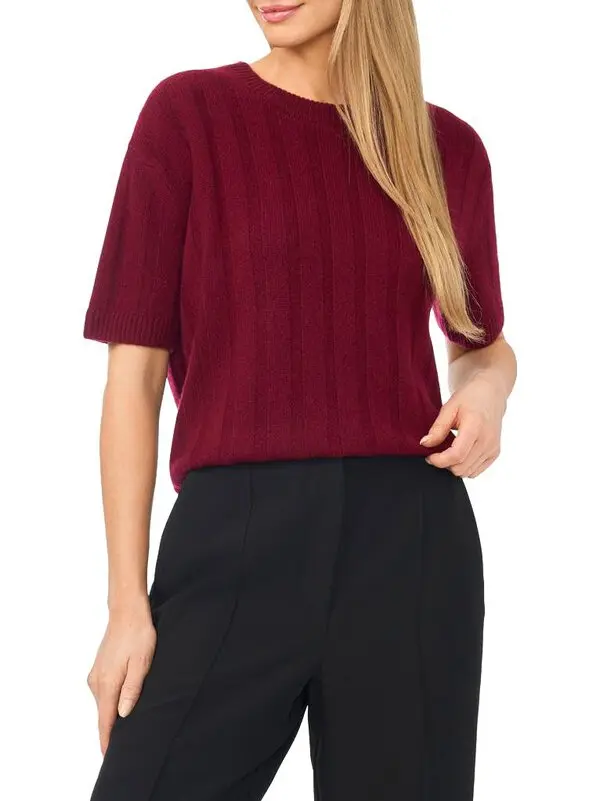 Ted Baker London Short Sleeve Cashmere Ribbed Sweater - Barolo
