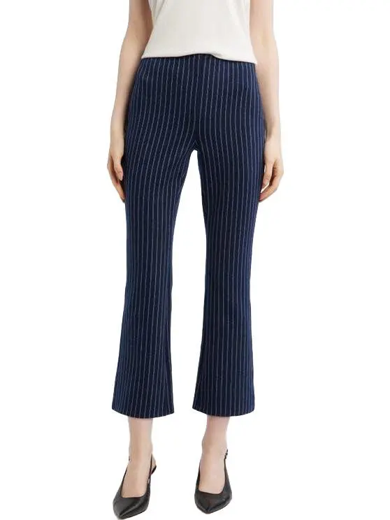 Theory Pinstripe High-waisted Crop Kick Flare Pants - Navy Multi