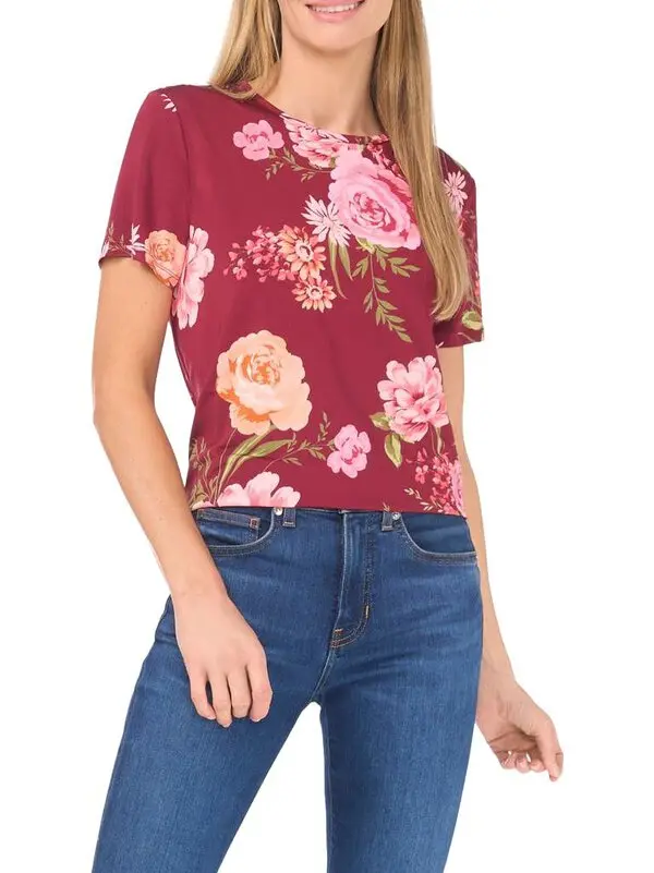 Ted Baker London Eva Floral Crewneck T-shirt - Beet Red