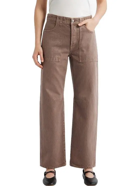 Madewell The Darted Utility Barrel Leg Jeans - Light Umber