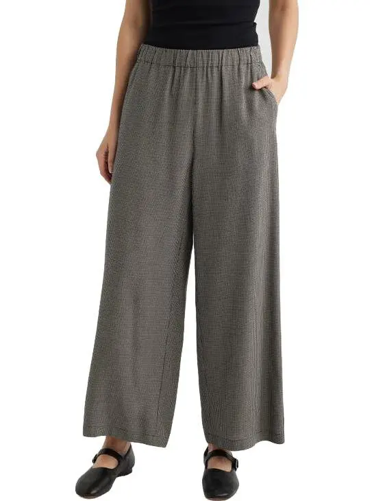 Eileen Fisher High Rise Wide Leg Ankle Pants - Chalk