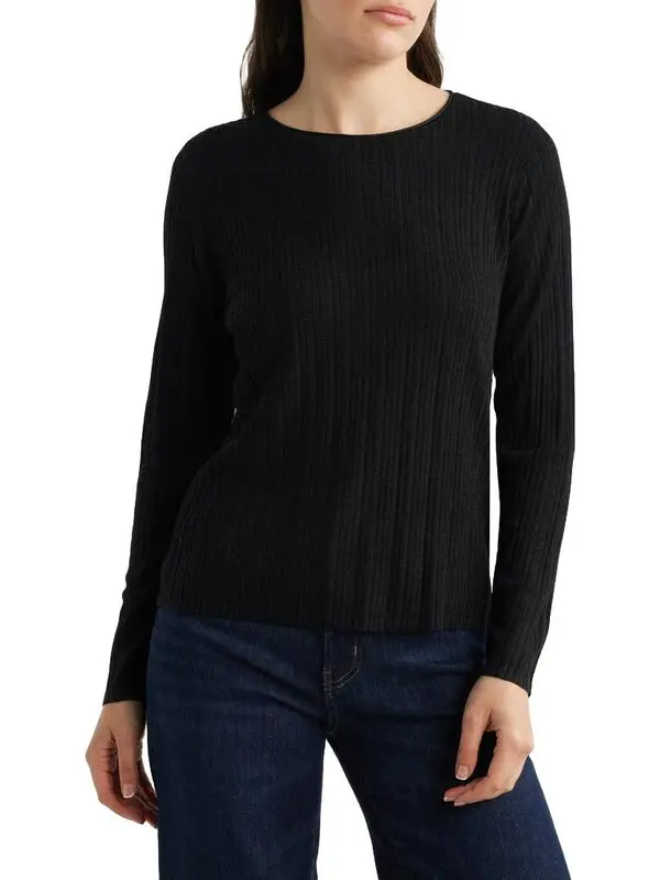Eileen Fisher Merino Wool Ribbed Sweater - Charcoal