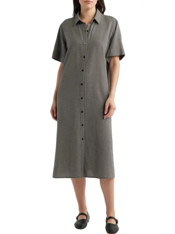 Eileen Fisher Checked Shirt Dress - Chalk