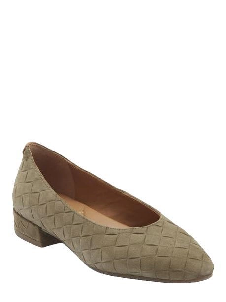 Gentle Souls Embossed Leather Flats - Algae Suede