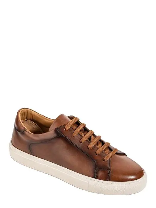 To Boot New York Gavin Burnished Calfskin Low Top Sneakers - Tan