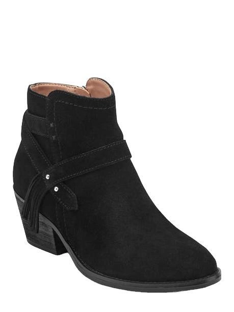 Earth Corbin Fringe Strap Ankle Bootie - Black