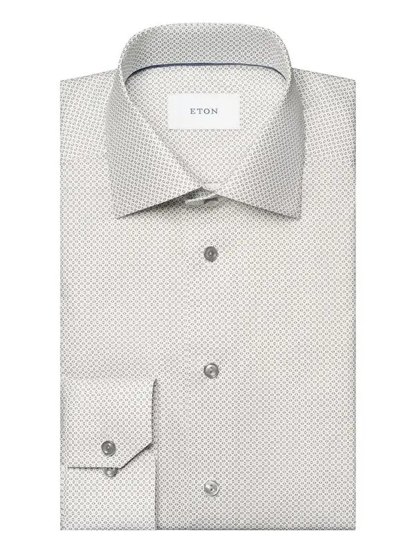 Eton Slim Fit Geometric Print Dress Shirt - Light Grey
